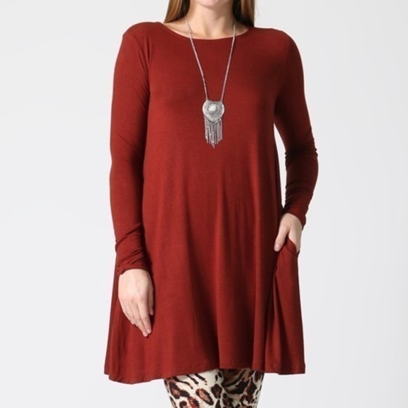Zenana Outfitters | Tops | Zenana Premium Rust Long Sleeve Tunic M ...